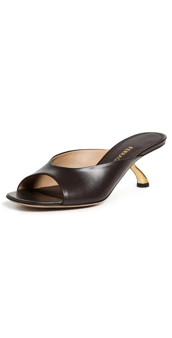 FERRAGAMO Igea 55 Leather Mules - T. Moro/biscotto/testa Di