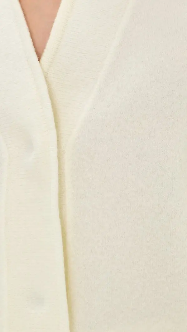 HOUSE OF DAGMAR Short Wool Cardigan With Surplice Neck - Off White