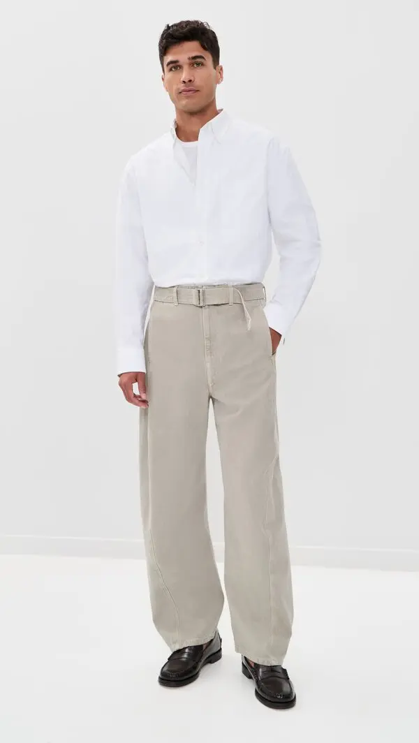 LEMAIRE Twisted Belted Pants - Moonstone