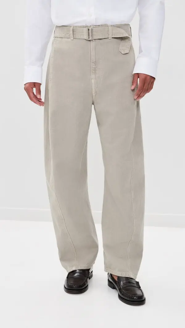 LEMAIRE Twisted Belted Pants - Moonstone