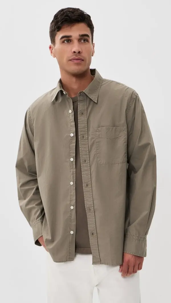 Madewell Long Sleeve Poplin Shirt - Dark Driftwood