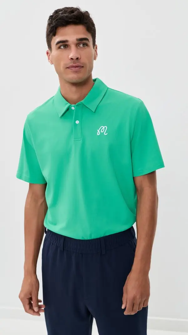 MALBON Fairway Polo - Marina Green