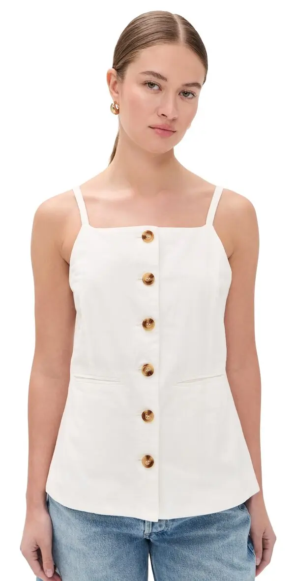 Blanknyc Button-up Sleeveless Tank - Cloud Burst/white
