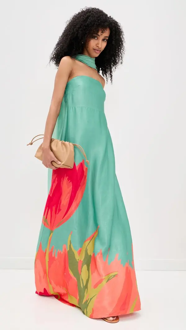 DIARRABLU Strapless Maxi Dress With Scarf
