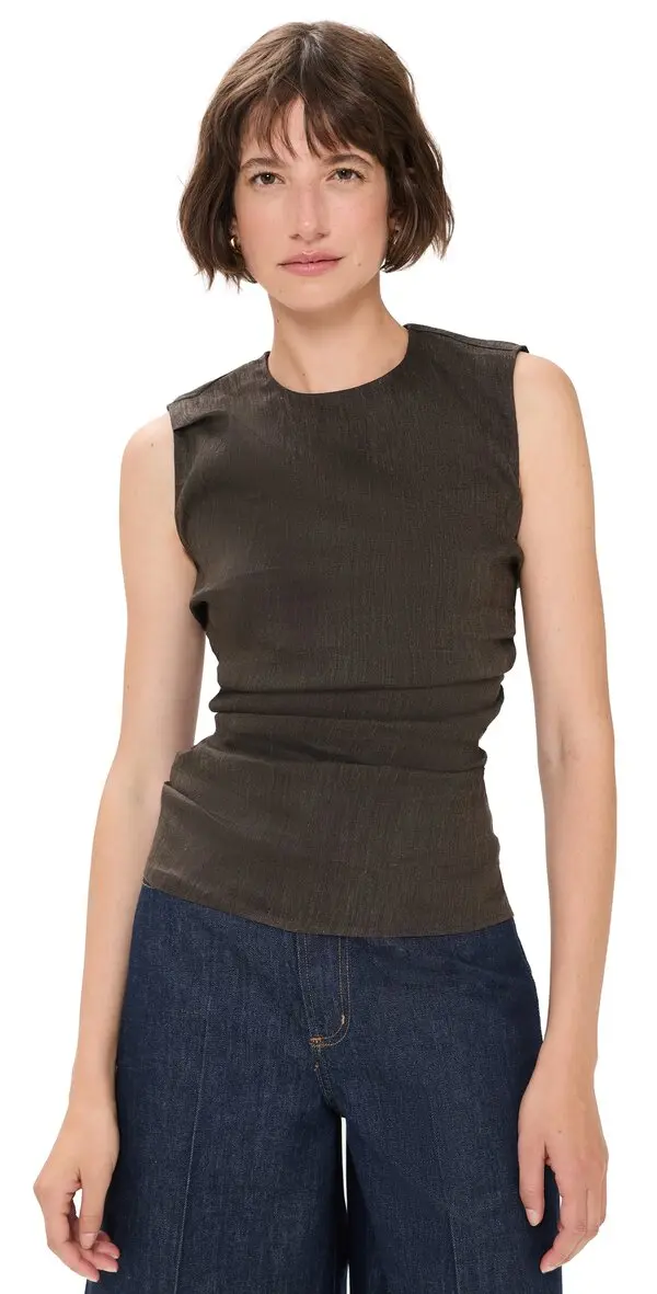 Proenza Schouler White Label Anoushka Top In Linen Slub - Coffee