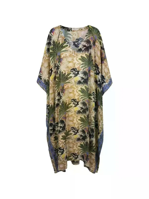 Anjuna Floral-print Poncho-style Maxi Dress - Neutrals