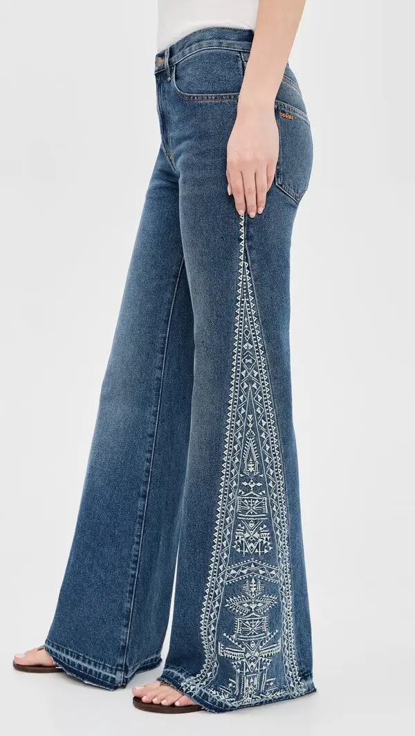 Ba&sh Vivy Embroidered Jeans - Usedblue