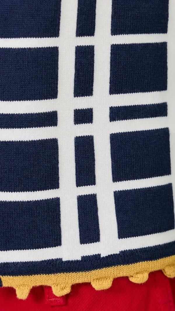 La DoubleJ Check Me Cardigan - Multicolor Green/navy/ecru