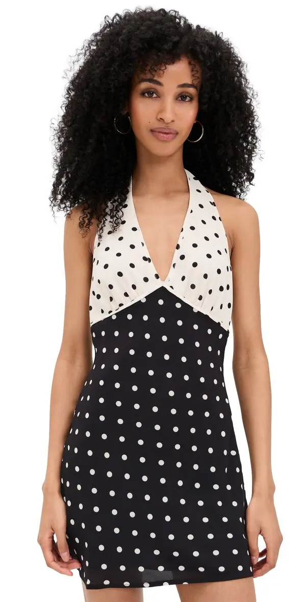 BAILEY ROSE Polka-dot Mini Dress - Black/cream