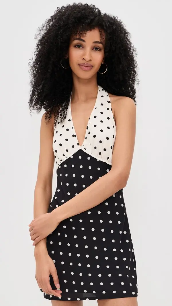 BAILEY ROSE Halterneck Polka Dot Mini Dress