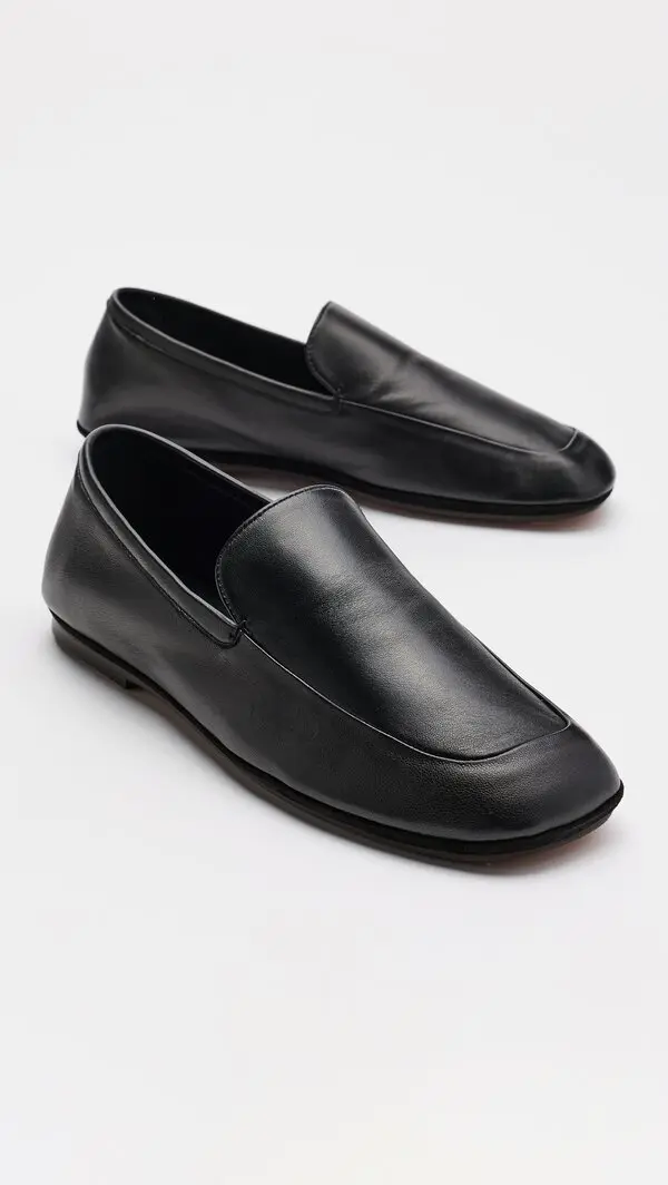 LEMAIRE Leather Slippers - Black