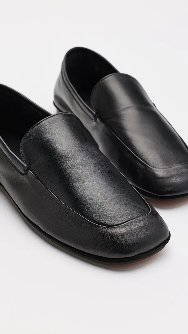 LEMAIRE Leather Slippers - Black