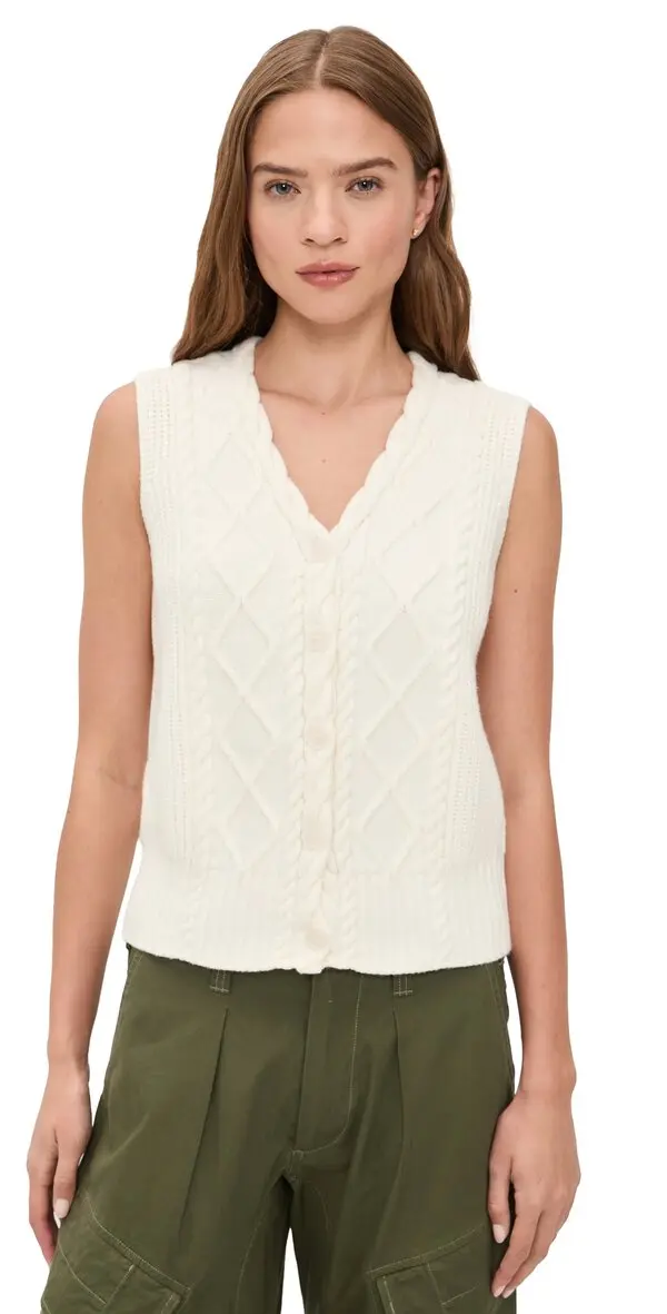 Varley Tatyana Cable Knit Vest - Egret
