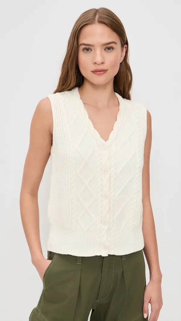 Varley Tatyana Cable Knit Vest - Egret