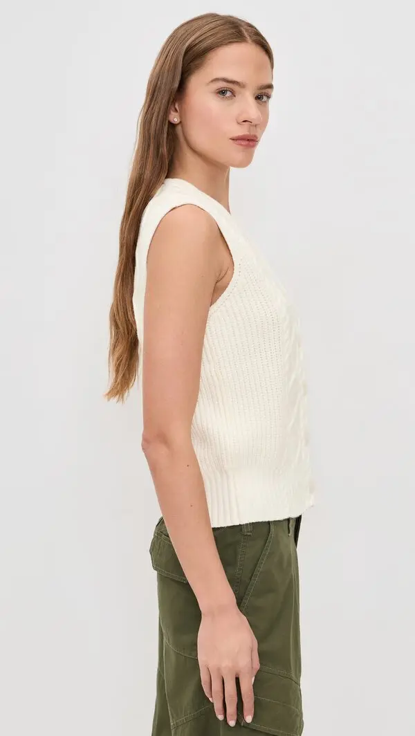 Varley Tatyana Cable Knit Vest - Egret