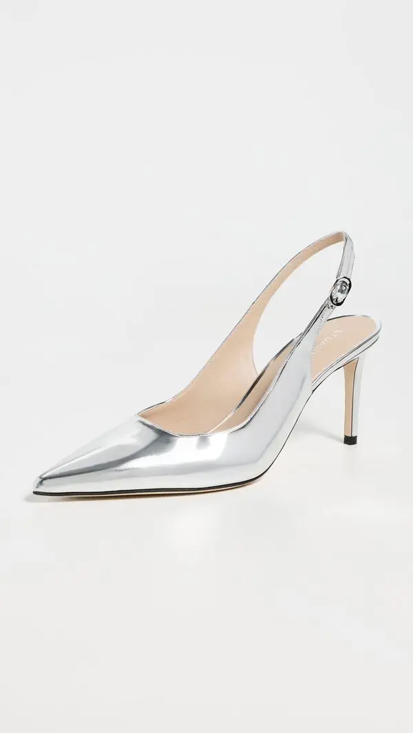 STUART WEITZMAN Power 75 Slingbacks - Silver