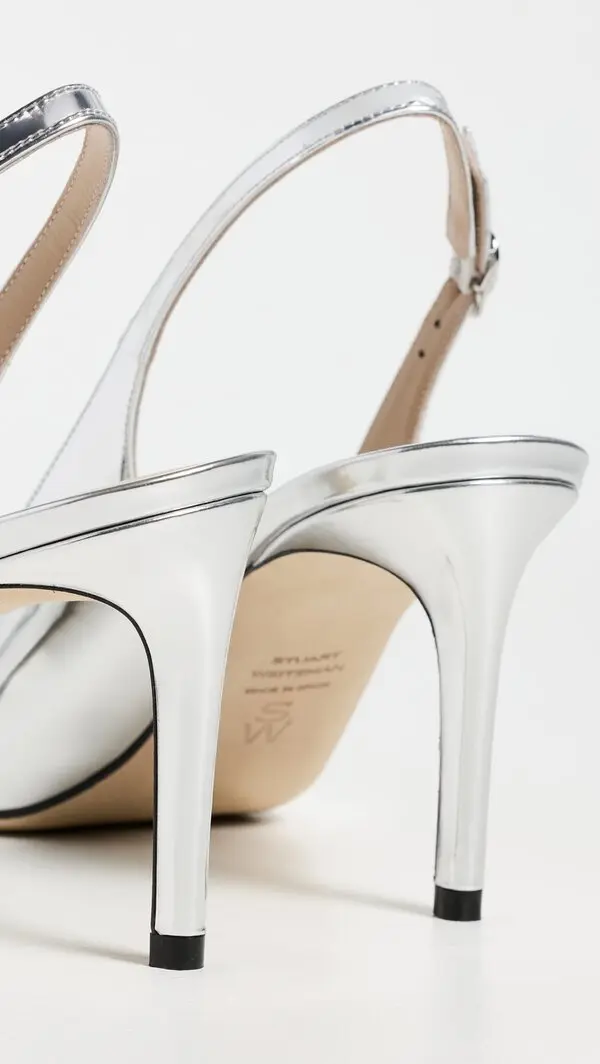 STUART WEITZMAN Power 75 Slingbacks - Silver