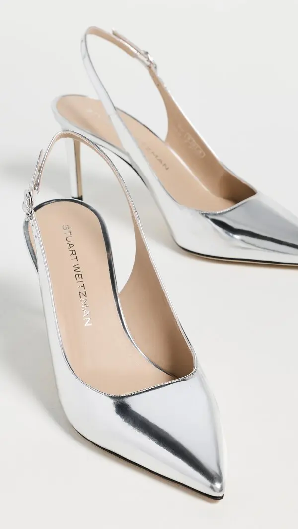 STUART WEITZMAN Power 75 Slingbacks - Silver