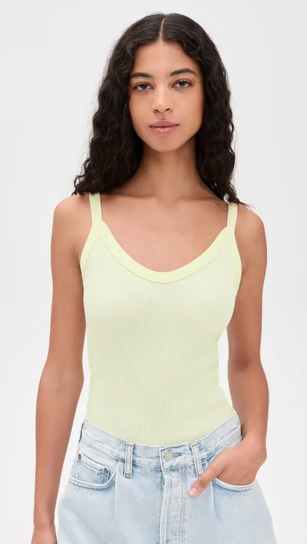 AGOLDE Ribbed Jordan Tank - Lemon Drop