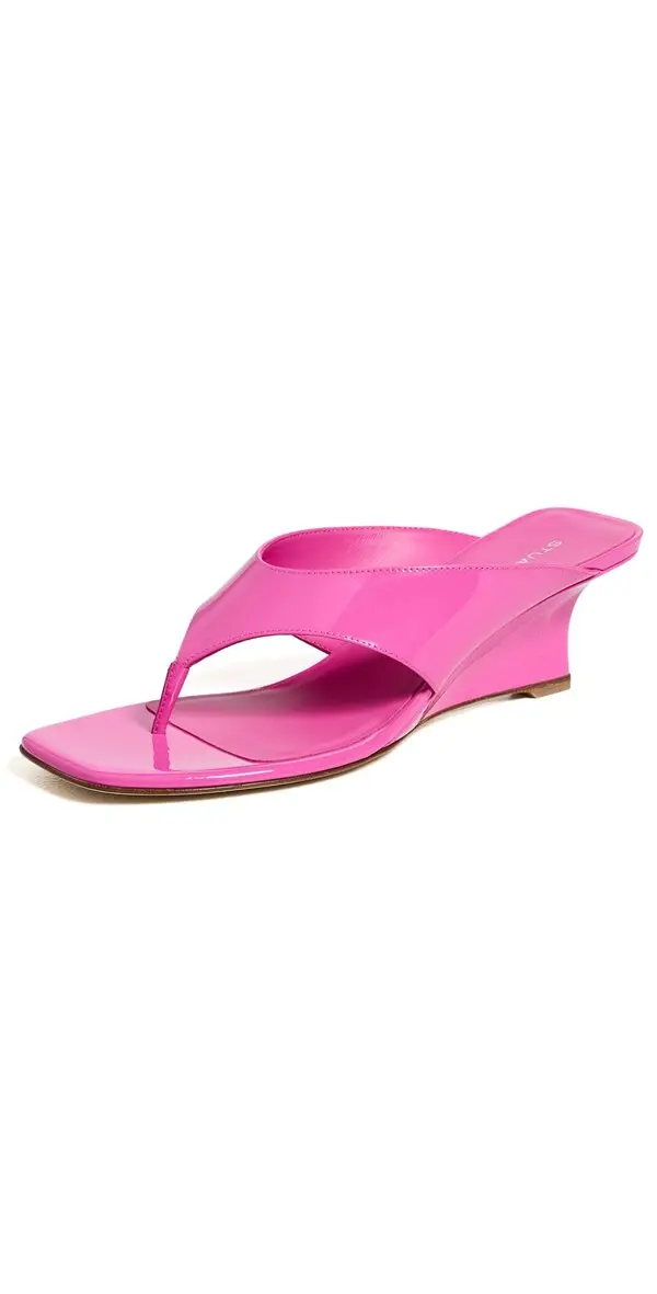 STUART WEITZMAN Vinnie Wedge Thong Sandals - Sunset Pink