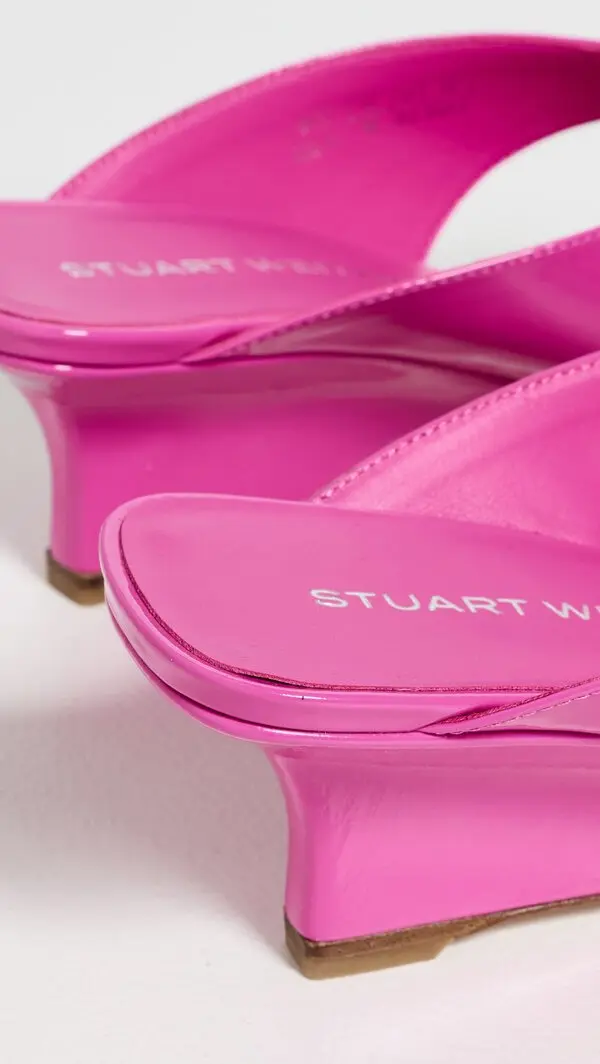 STUART WEITZMAN Vinnie Wedge Thong Sandals - Sunset Pink