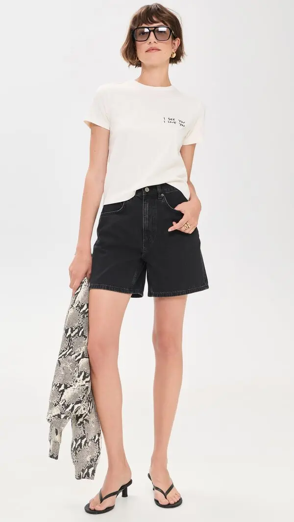 ANINE BING Delaney Denim Shorts - Vintage Black