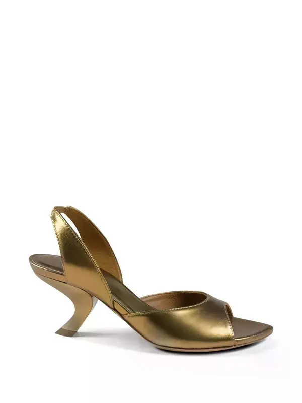 VIC MATIE Open-toe Leather Slingback Sandals - Gold