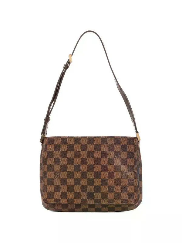 LOUIS VUITTON Damier Ebene Musette Tango Shoulder Bag - Brown