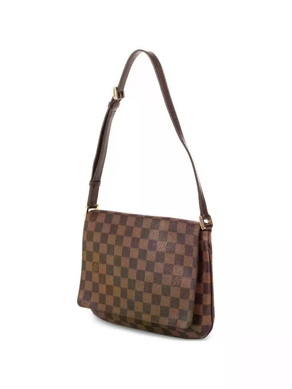 LOUIS VUITTON Damier Ebene Musette Tango Shoulder Bag - Brown