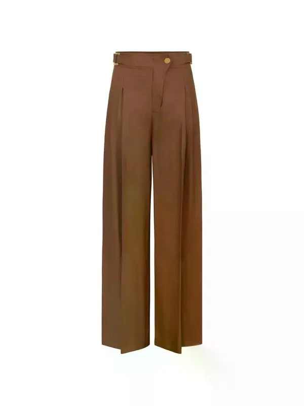 Elisabetta Franchi High-waist Palazzo Trousers With Straps And Golden Metal Rings