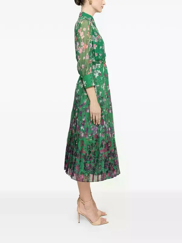 NISSA Printed Pleated Midi Dress
