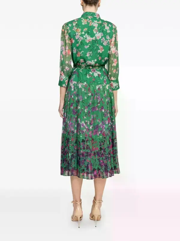 NISSA Printed Pleated Midi Dress