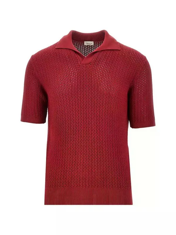 GALLIA Textured Polo - Red