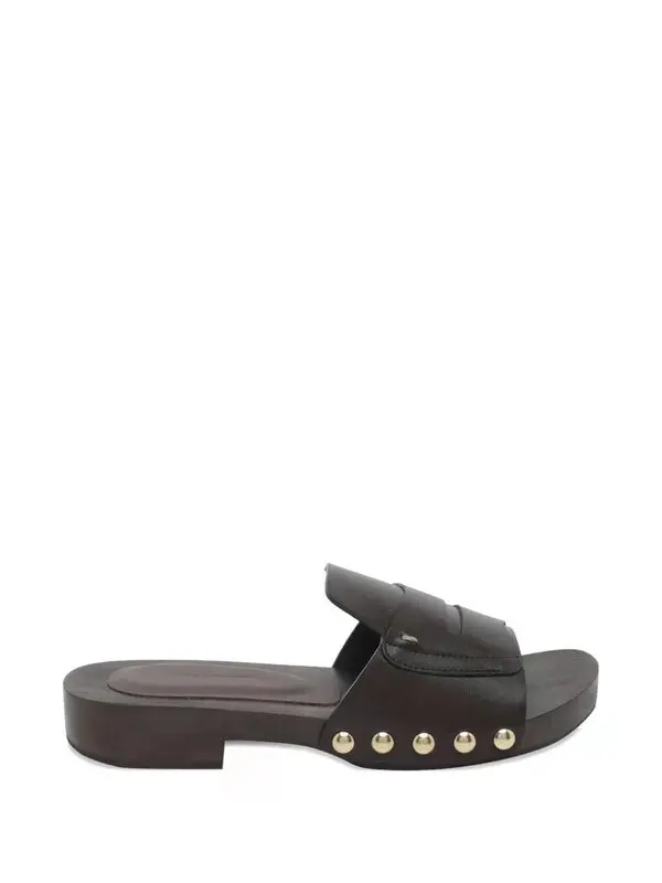 ANGEL ALARCON Studded Round Toe Sandals - Brown
