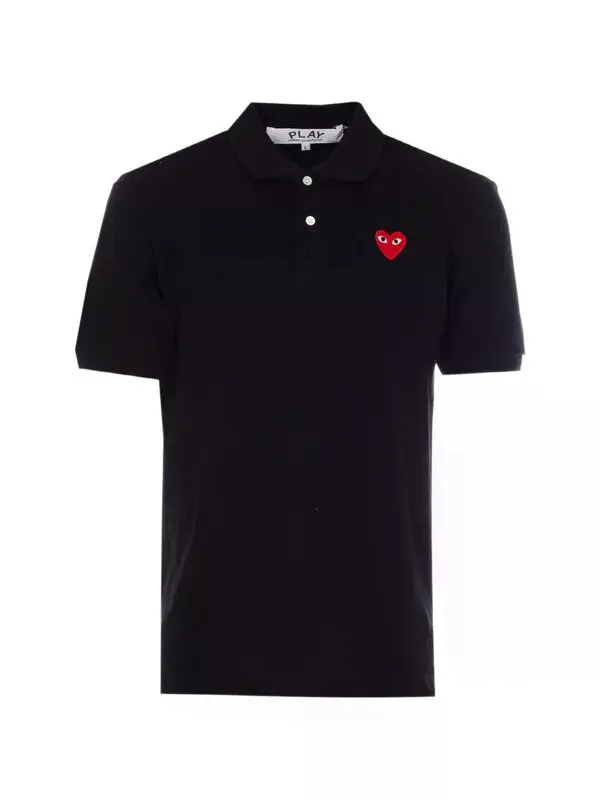 Play Comme Des Garcon Logo-patch Polo Shirt - Black
