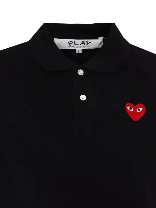 Play Comme Des Garcon Logo-patch Polo Shirt - Black