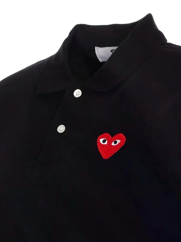 Play Comme Des Garcon Logo-patch Polo Shirt - Black