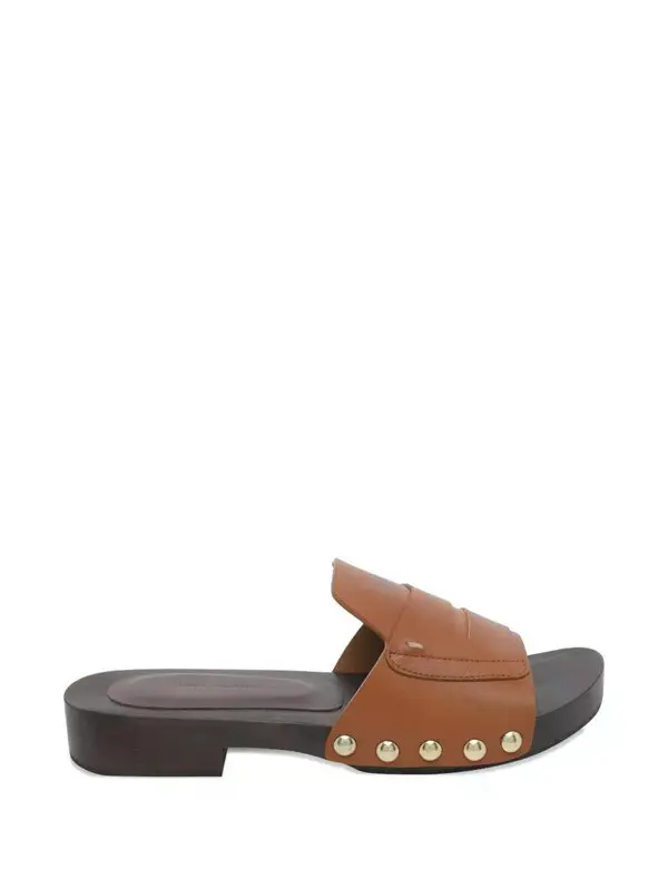 ANGEL ALARCON Studded Round Toe Sandals - Brown