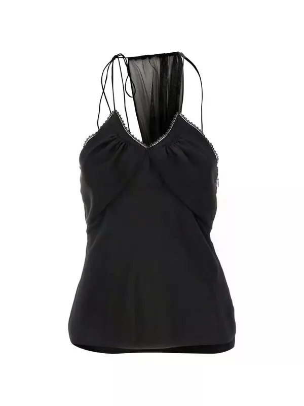 Victoria Beckham Lace V-neck Top - Black