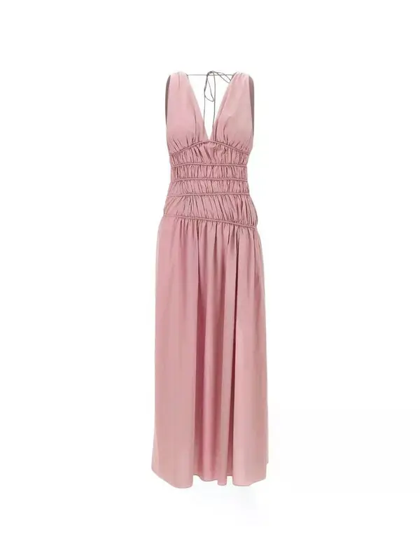 Faithfull The Brand Saja V-neck Elastic Midi Dress - Pink