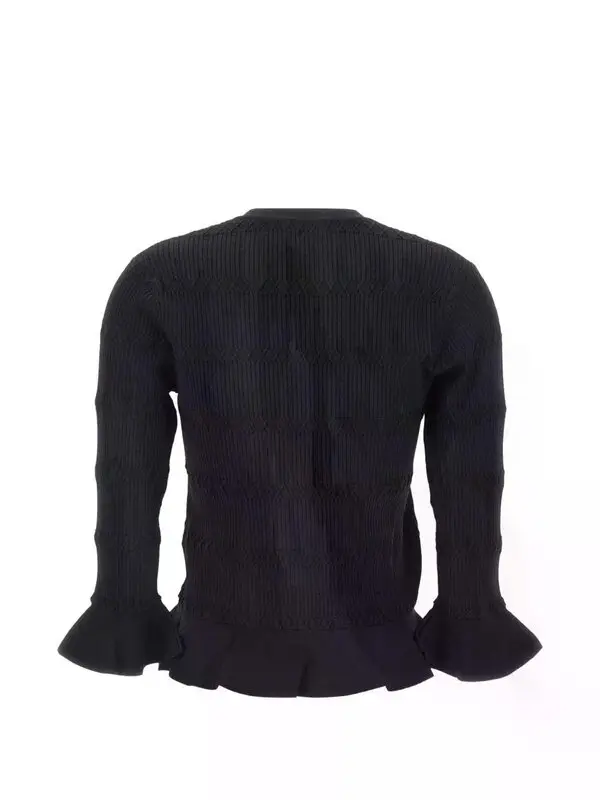 Liu Jo Rib-knit Cardigan With Ruffle Details - Black