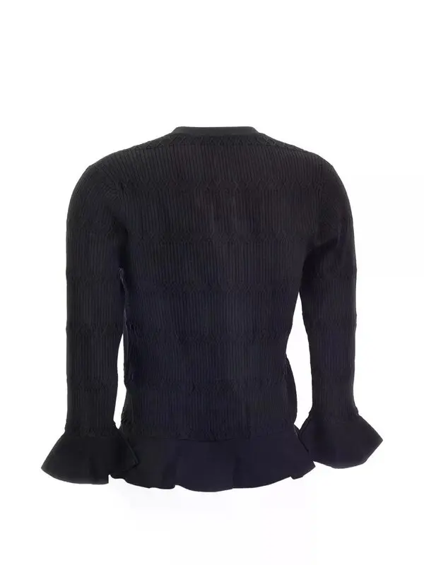 Liu Jo Rib-knit Cardigan With Ruffle Details - Black