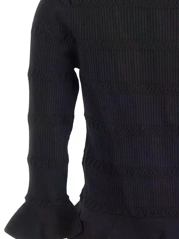 Liu Jo Rib-knit Cardigan With Ruffle Details - Black