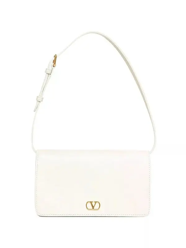 Valentino Garavani Logo-plaque Leather Shoulder Bag - White