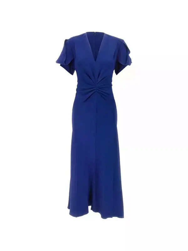 Victoria Beckham Eve V-neck Draped Midi Dress - Blue