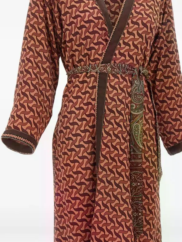 PICUS VIRIDIS Abstract-motif Reversible Kimono Dress