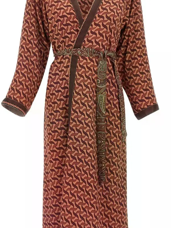 PICUS VIRIDIS Abstract-motif Reversible Kimono Dress