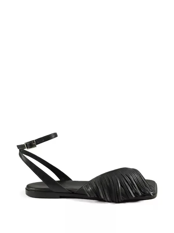 VIC MATIE Fringed Flat Sandals - Black