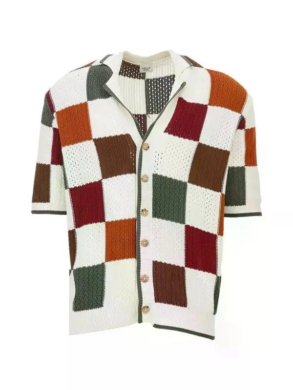 GALLIA Checked Short-sleeve Shirt - Neutrals
