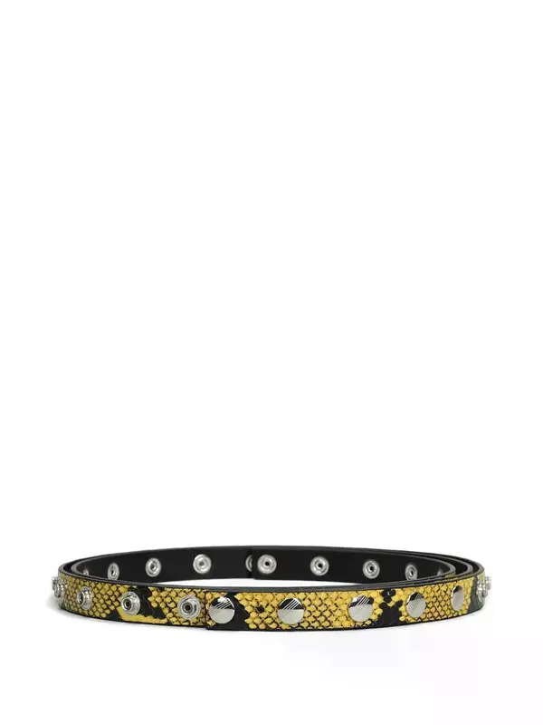 Attico Python-print Press-button Belt - Yellow